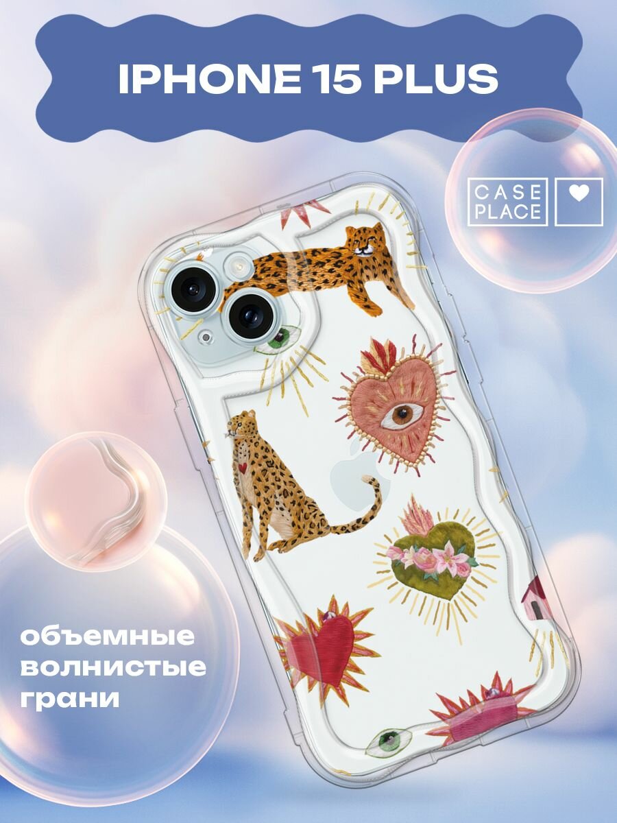 Чехол на Apple iPhone 15 Plus / Айфон 15 Плюс с принтом "Сюрреализм паттерн"