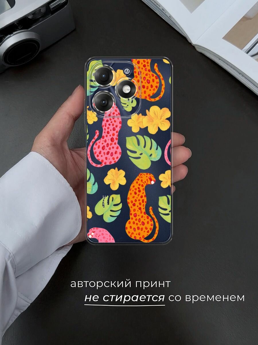 Чехол на Itel A70 / Ител А70 с принтом "Экзотика", прозрачный — фото 1