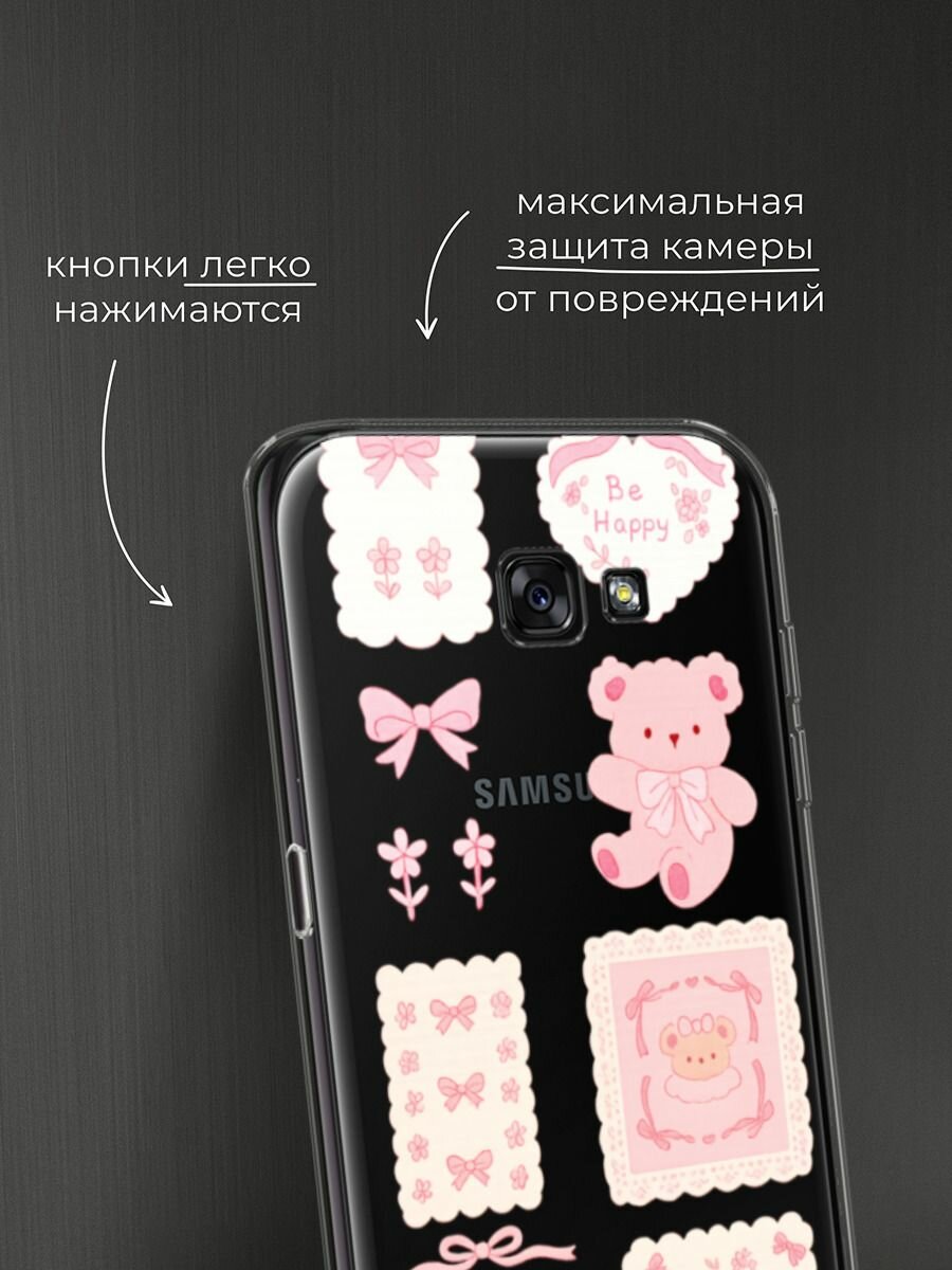 Чехол на Samsung Galaxy A7 2017 / Самсунг Галакси А7 2017 с принтом "Розовые марки", прозрачный — фото 1