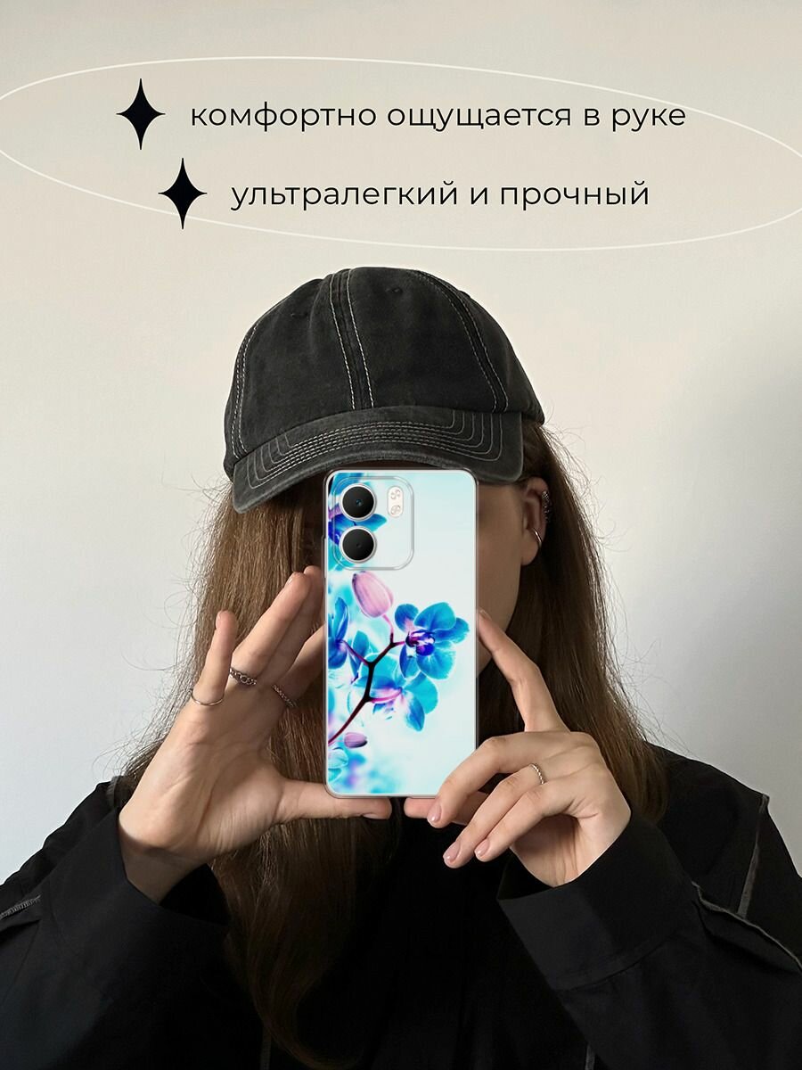Силиконовый чехол на Oppo A5x / Оппо А5x с принтом "Голубая орхидея" — фото 1