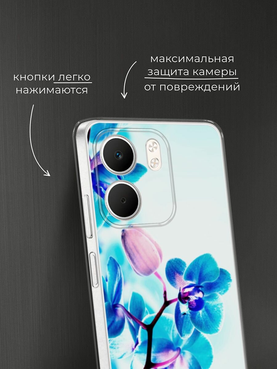Силиконовый чехол на Oppo A5x / Оппо А5x с принтом "Голубая орхидея" — фото 1