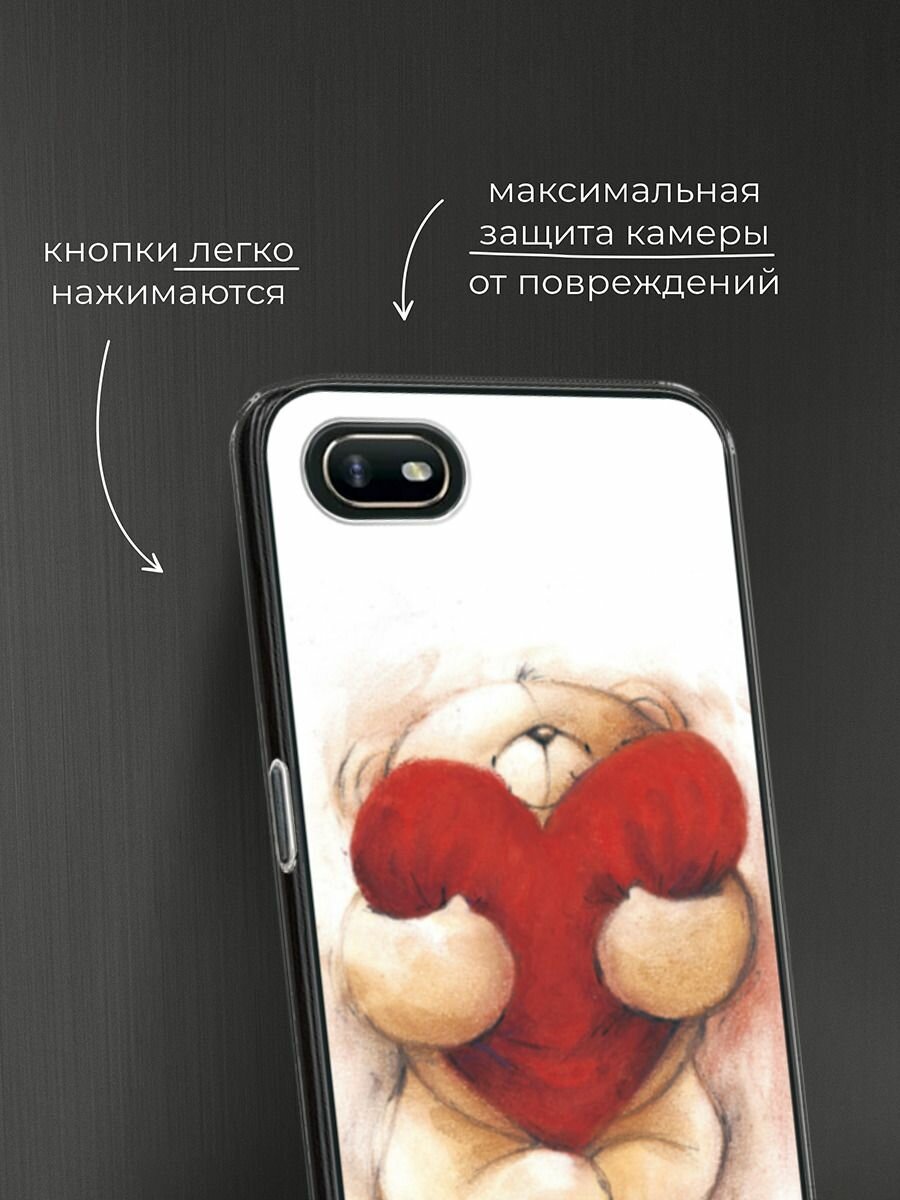 Силиконовый чехол на Oppo A1k / Оппо А1к с принтом "Мишка с сердцем 1" — фото 1