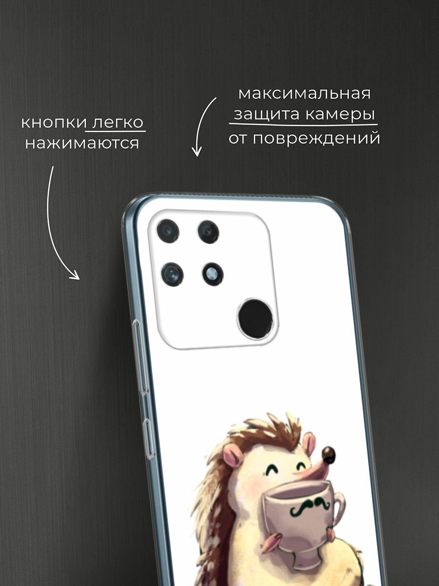 Чехол на Realme Narzo 50A / Реалми Нарзо 50A с принтом "Еж кофеман" — фото 1