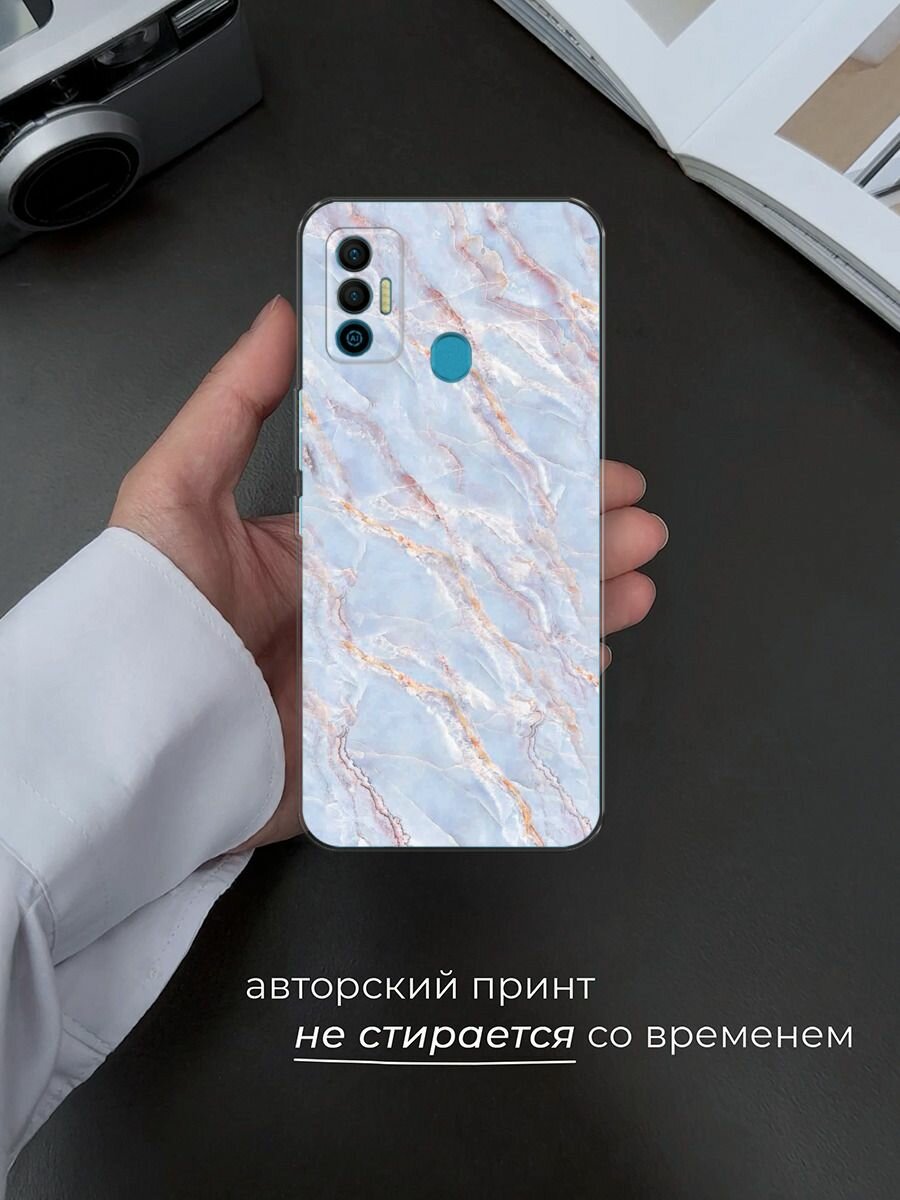 Чехол на Tecno Spark 7 / Техно Спарк 7 с принтом "Сиреневый мрамор" — фото 1