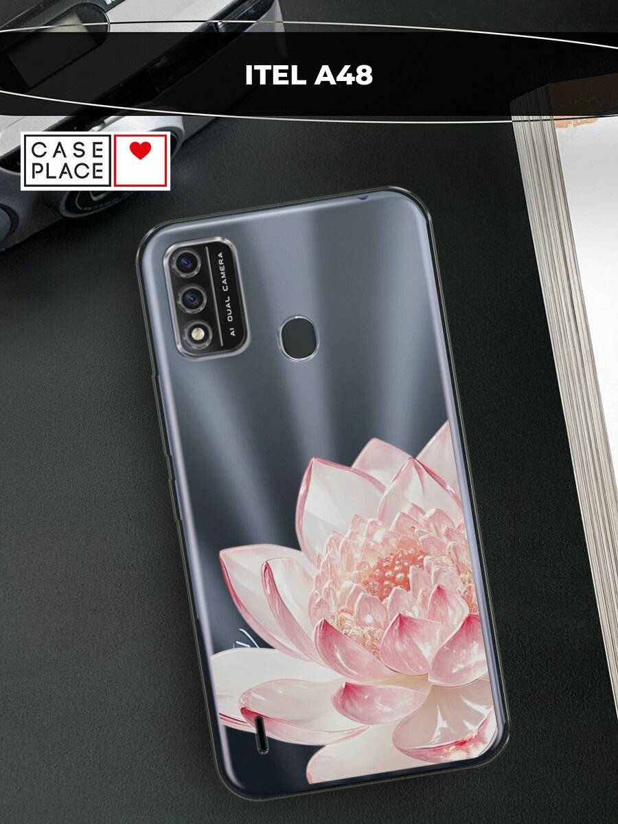 Чехол на Itel A48 / Ител А48 с принтом "Стеклянный лотос"