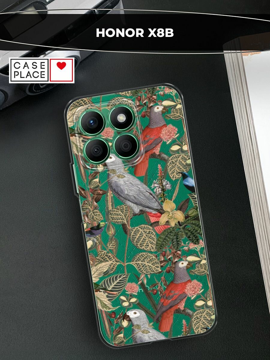 Чехол на Honor X8B / Хонор X8B с принтом "Tropical pattern", прозрачный