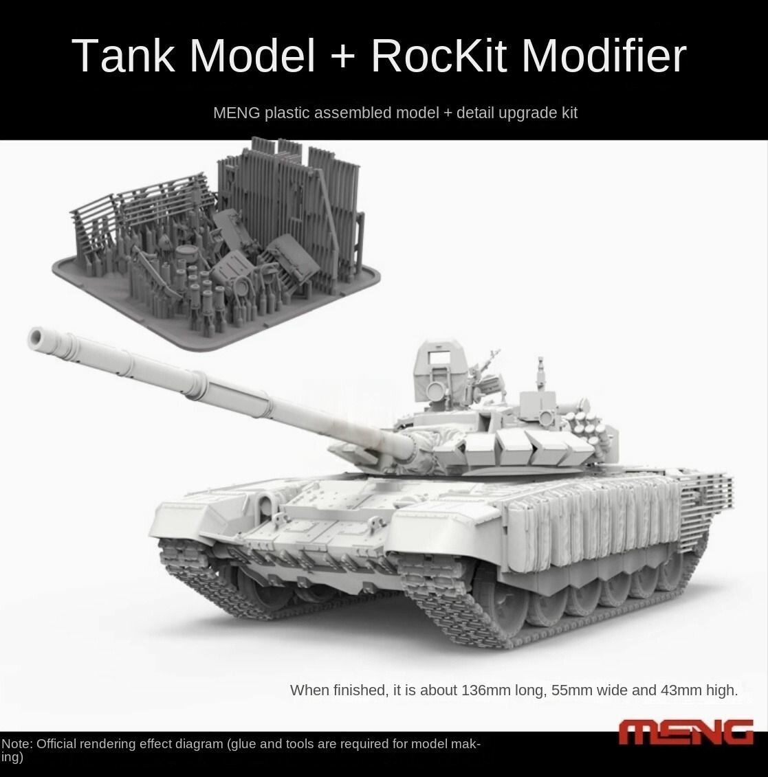 MENG 72-007 1/72 T-72B3M Главный боевый танк и 720601 Наборы подробностей минного плуга (2 в 1)