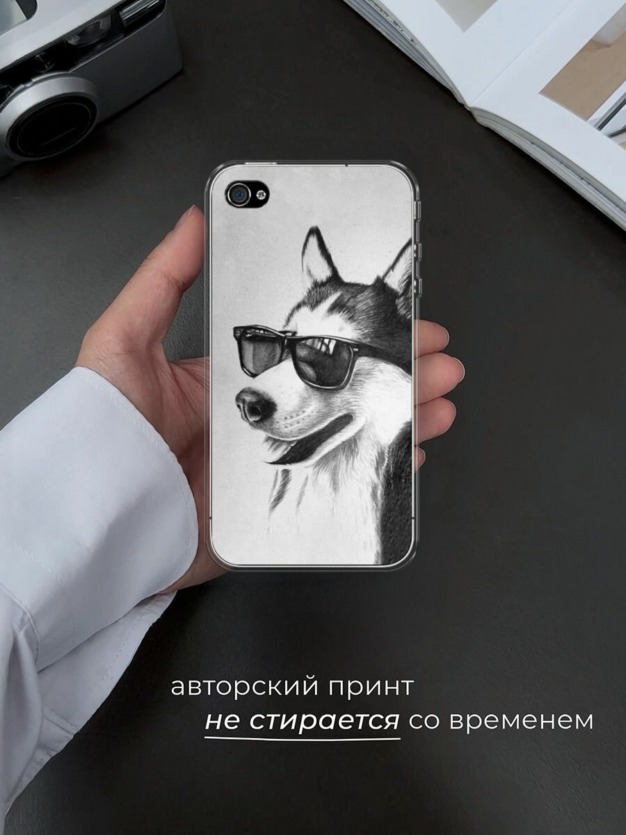 Чехол на Apple iPhone 4/4S / Айфон 4/4S с принтом "Крутой Хаске" — фото 1