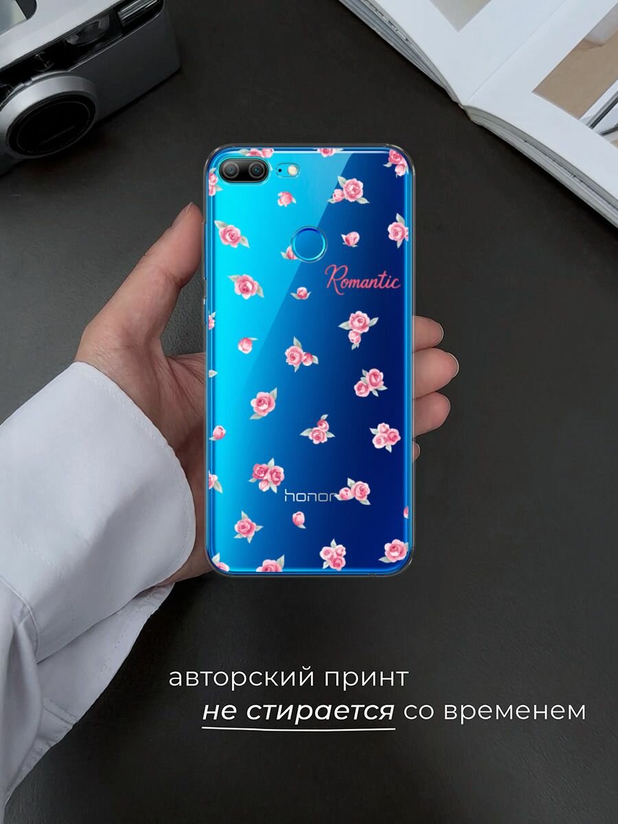 Чехол на Honor 9 Lite / Хонор 9 Лайт с принтом "Romantic 2", прозрачный — фото 1