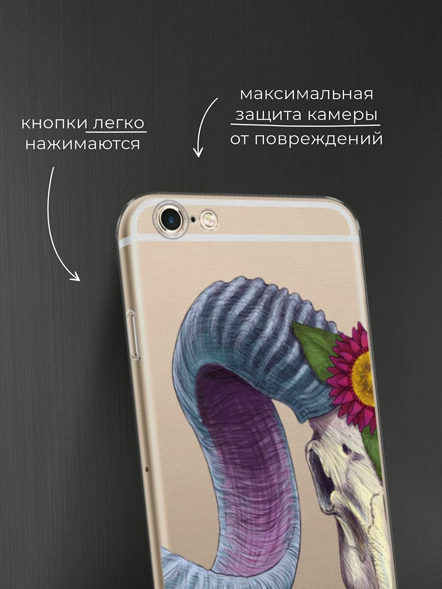 Чехол на Apple iPhone 6 Plus/6S Plus / Айфон 6 Плюс/Айфон 6С Плюс с принтом "Мифический череп", прозрачный — фото 1