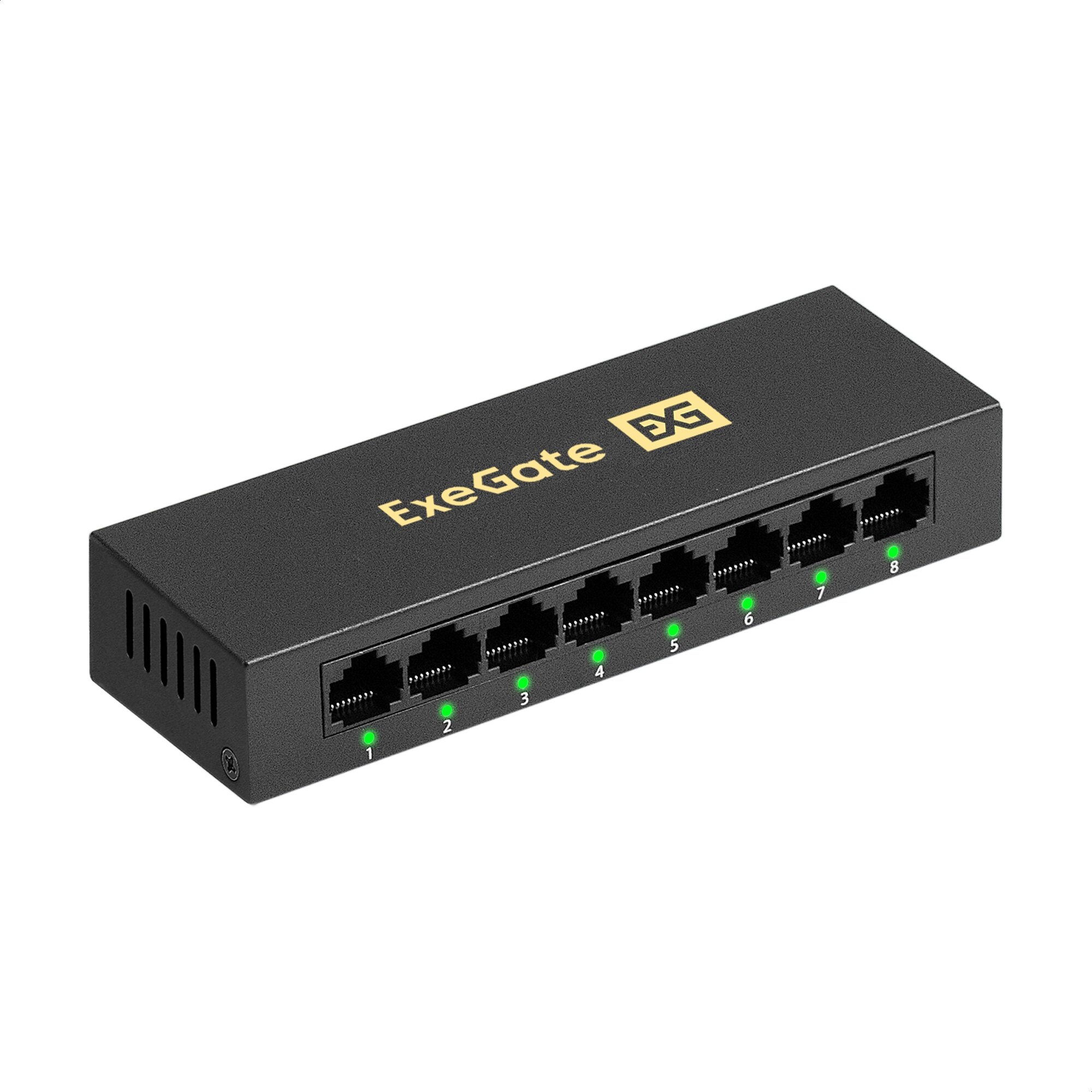 Коммутатор неуправляемый ExeGate EDES-1008D (8-портовый UTP 10/100Mbps, металлический корпус, с функцией энергосбережения (EEE), настольный/настенный) EX298690RUS