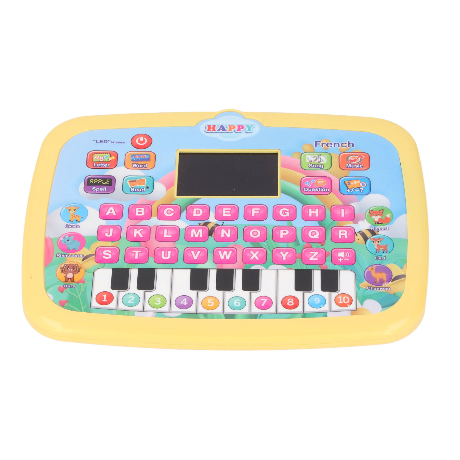 Светодиодный экран Французская обучающая машина для детей Раннее образование Игрушка Интерактивный французский планшет Читающая машина для детей Желтый