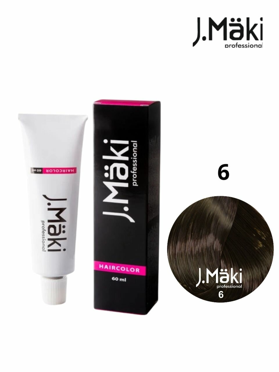 J.Maki 6.0 Темно-русый; cтойкая краска для волос 60 мл
