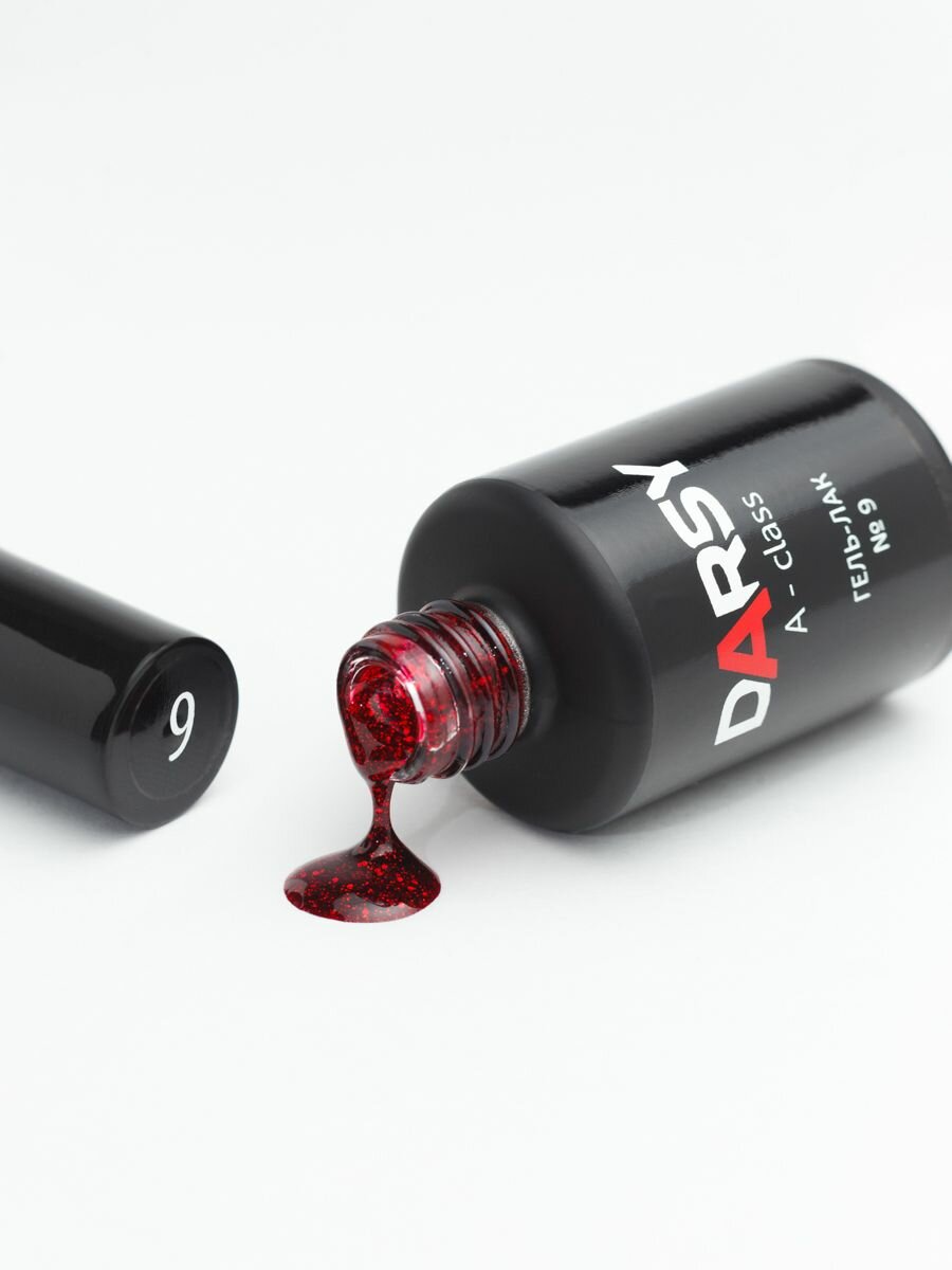 Гель-лак № 9 малиново-красный с шиммером, 8 мл