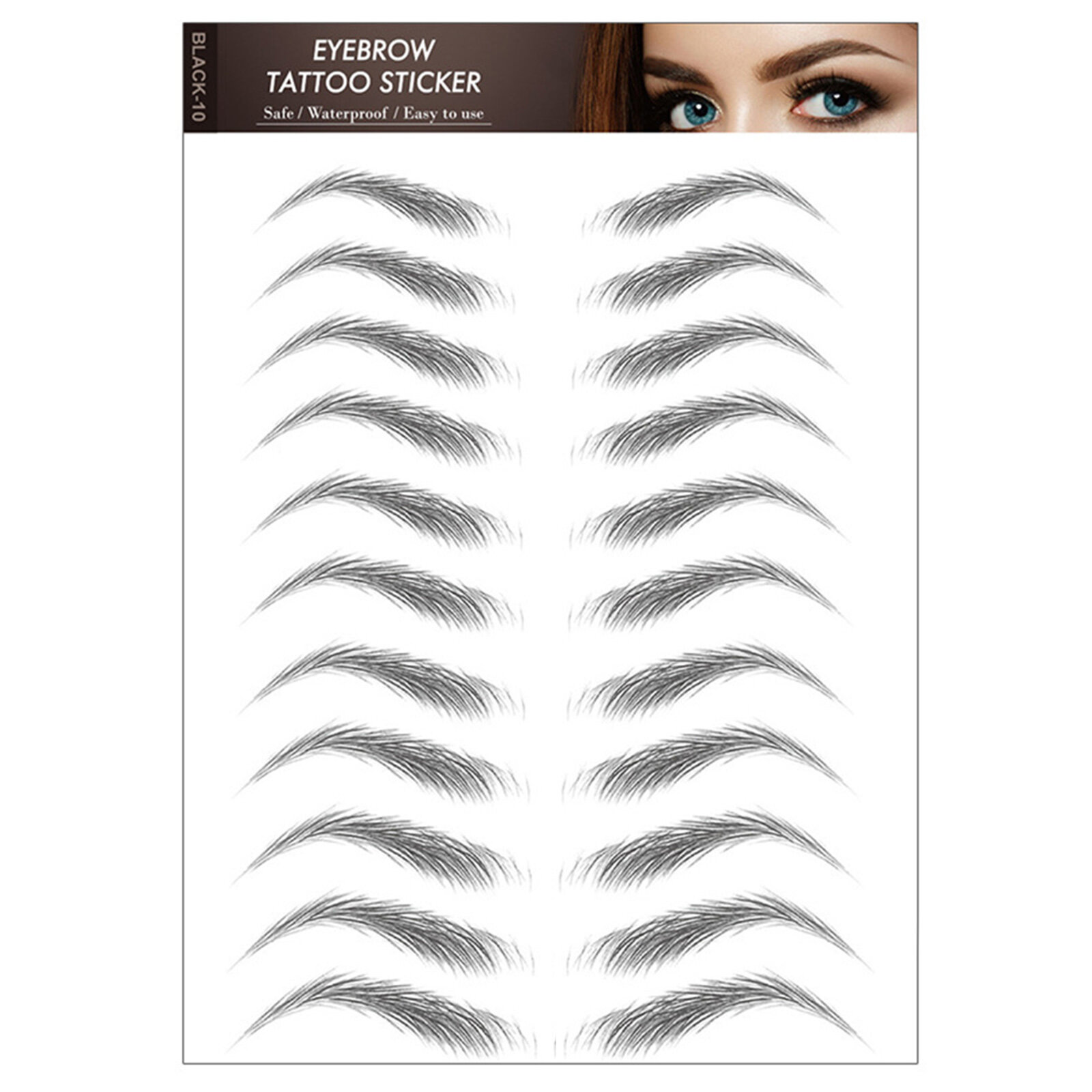 6D Eyebrow Tattoos Stickers Eyebrow Water Transfers Stickers Hair-Like Waterproof Eyebrow Stickers для укладки и формирования бровей Различные стили для женщин и девушек, Черный-01, Черный-02, Черный-03, Черный-04, Черный-05, Черный-06, Черный-07,