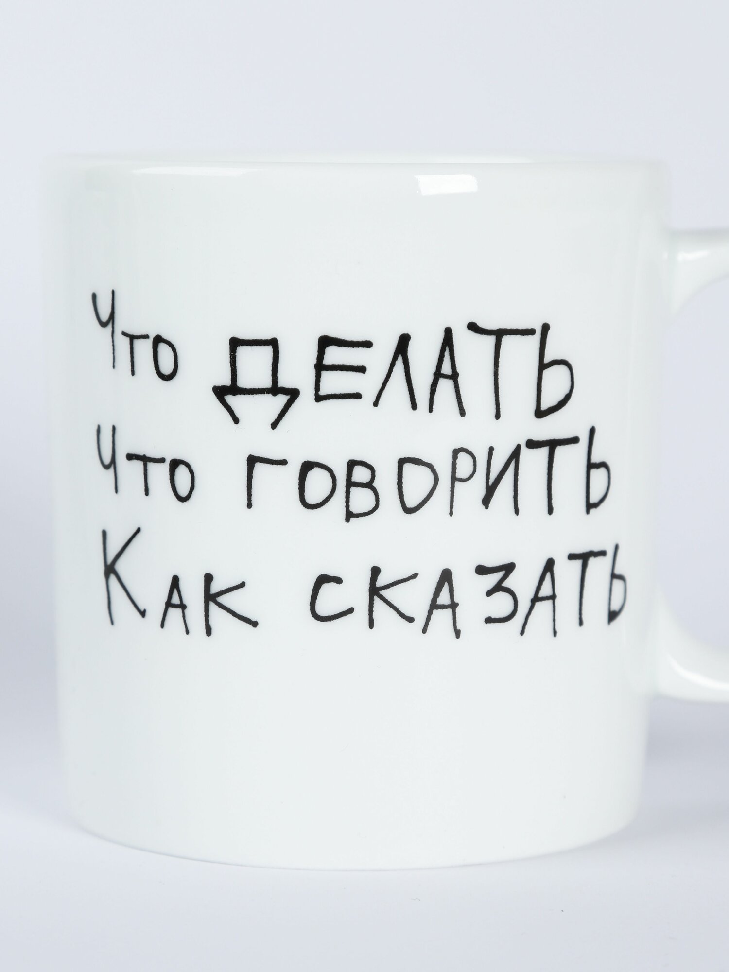 Кружка "Что делать Что говорить Как сказаать?" 350 мл. "Особая керамика"