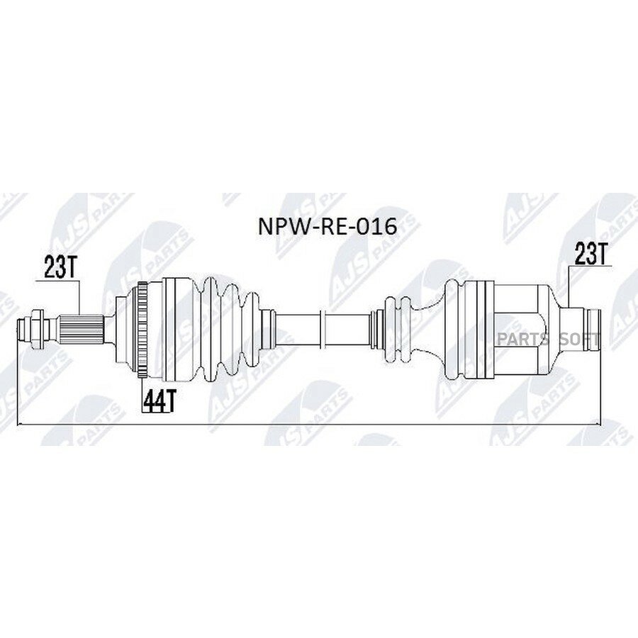 Полуось RENAULT CLIO II 1.5DCI 01-, KANGOO 1.5DCI 02- /прав/ от официального дистрибьютора, NTY, артикул NPWRE016