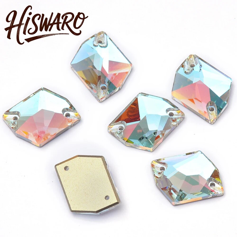 HISWARO Космические блестящие стеклянные камни для шитья 16x20mm (10Pcs), Cognac