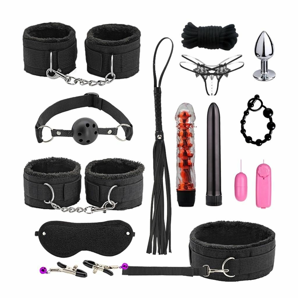 BDSM набор для связывания 14 предметов, Черный
