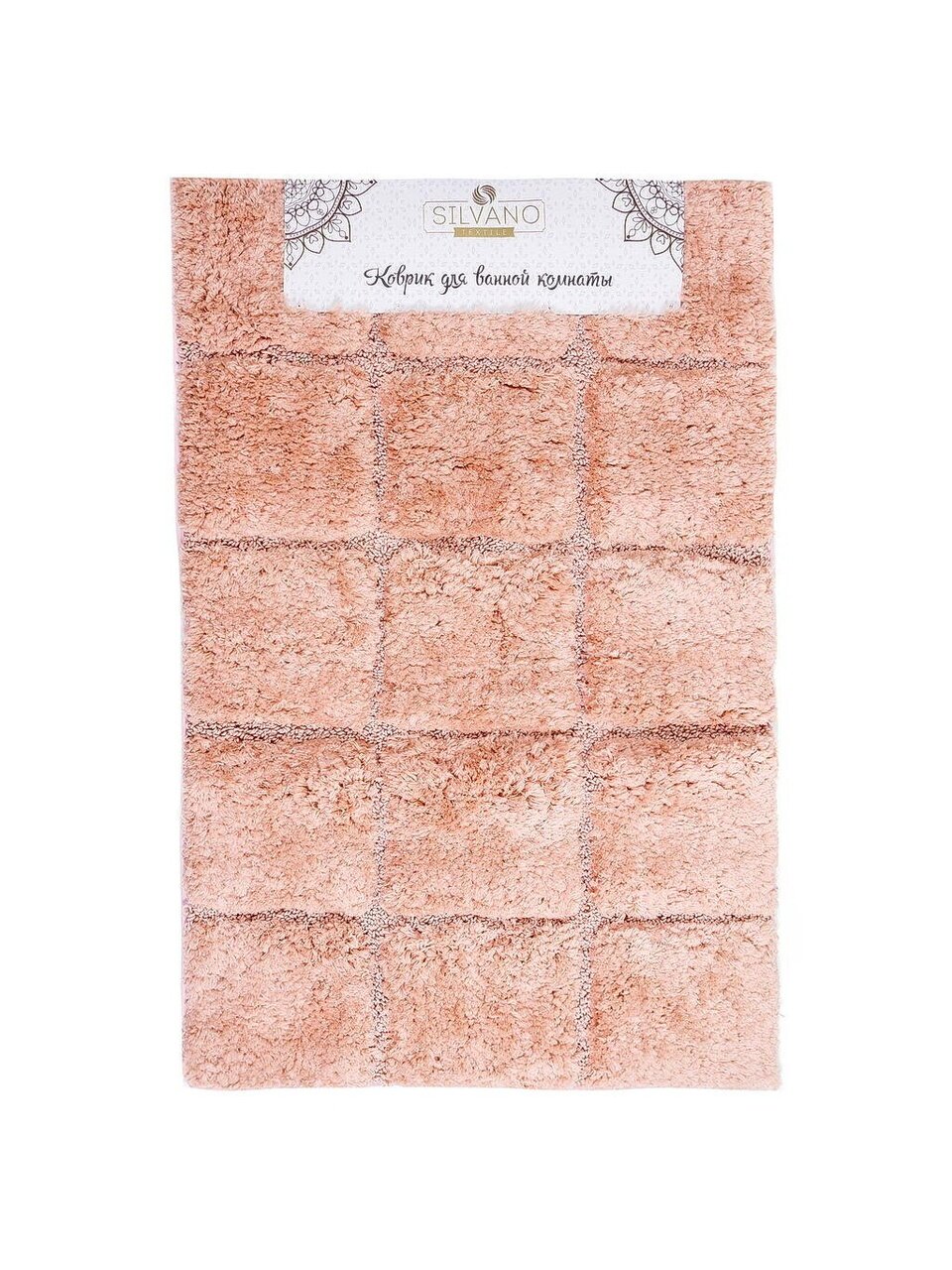 Коврик для ванной, 0.6х0.9 м, полиэстер, розовый, Silvano, Аника