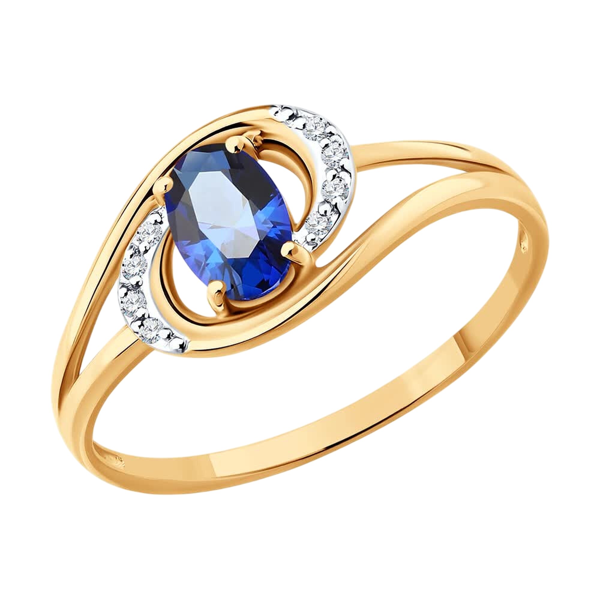 Кольцо, красное золото, 585 проба, фианит