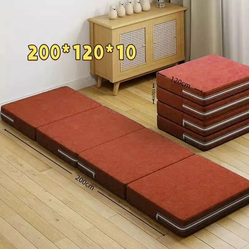 Бескаркасный пуф Матрас, Лён, Размер L, оранжевый