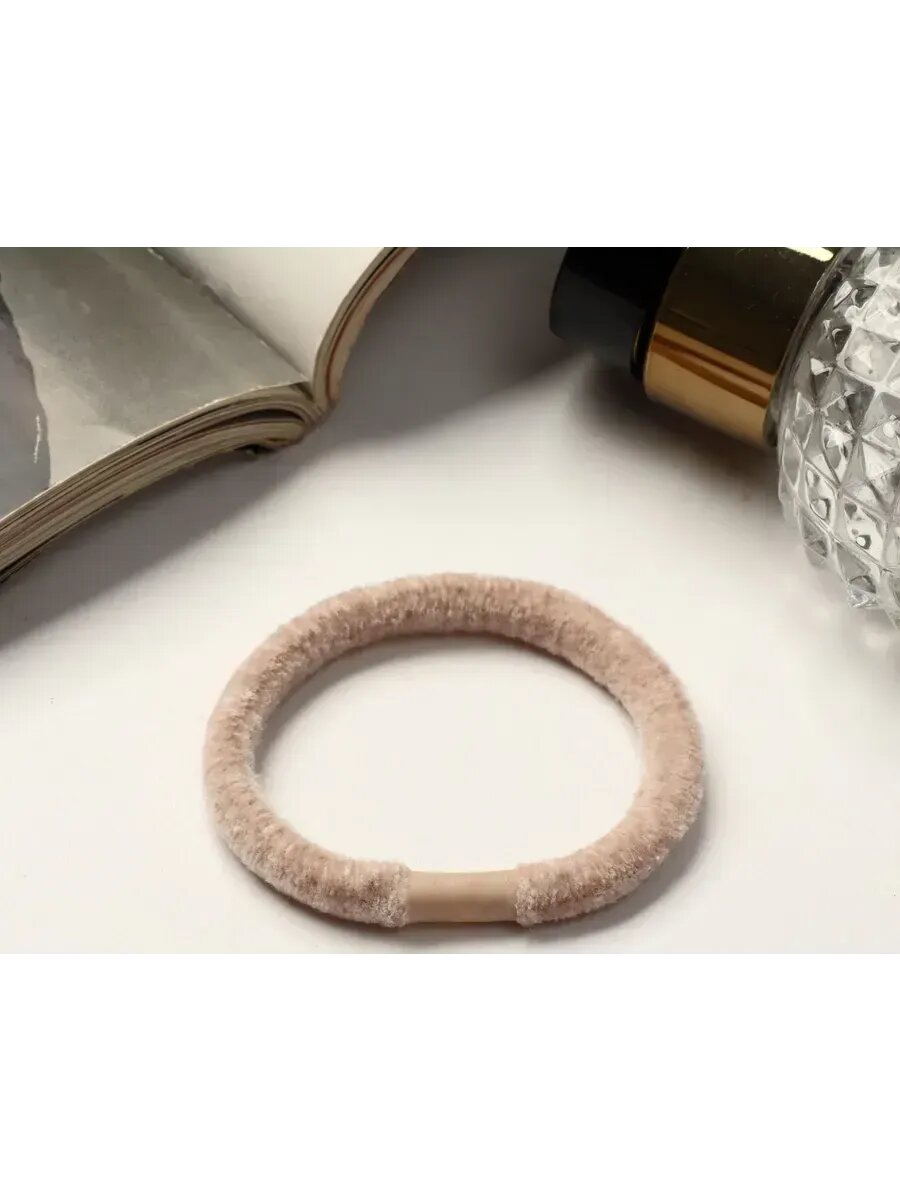 Резинка для волос Спорт классика бархат, 5 см, бежевый