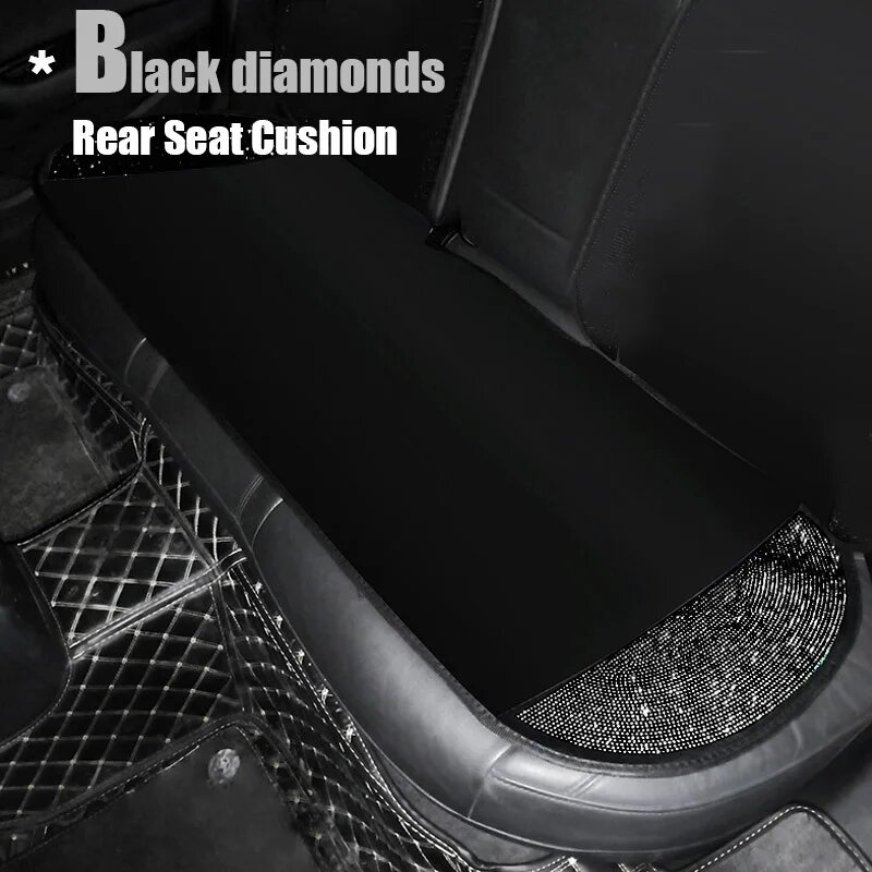 Стразы чехлы на автомобильные сиденья с черными бриллиантами, всесезонные универсальные автомобильные подушки на сиденья, автомобильные аксессуары для женщин, подарок для дам, Rear Seat Cushion