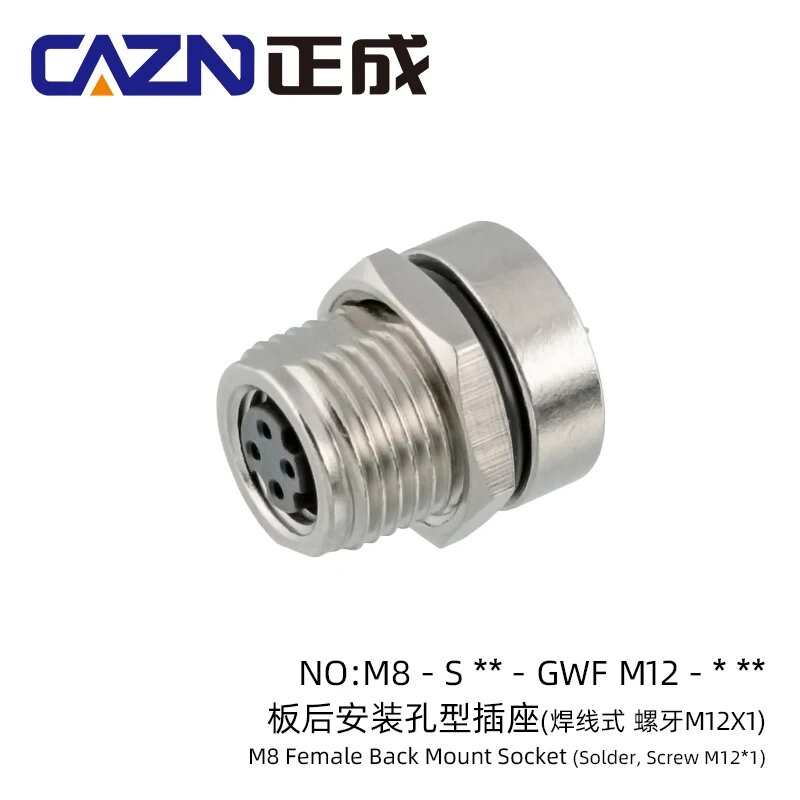 Водонепроницаемые разъемы CAZN M8 Solder Socket 5 Pin B, Female Back M12x1