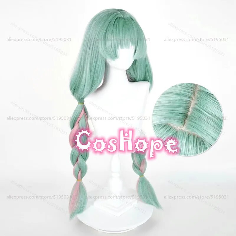 Парик для косплея Пиролова, длина 98 см, зеленый, розовый, смешанный парик, аниме, парик для косплея, термостойкие синтетические парики для костюма на Хэллоуин