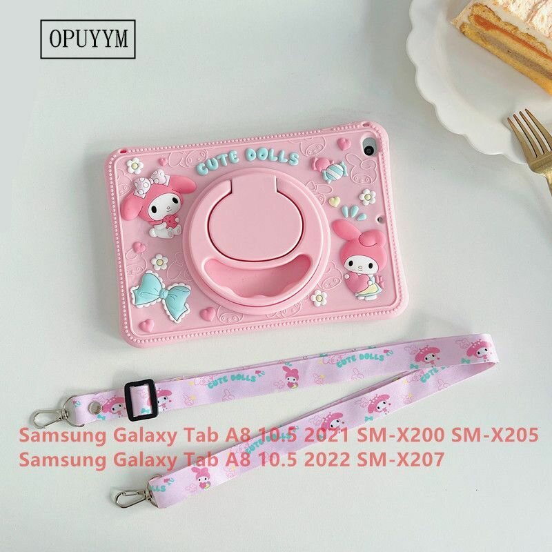 Чехол для Samsung Tab A8 (10.5") (X200, X205) Вращающийся кронштейн, Мультяшный стиль/ Самсунг Галакси Таб А8 SM-Х207-.