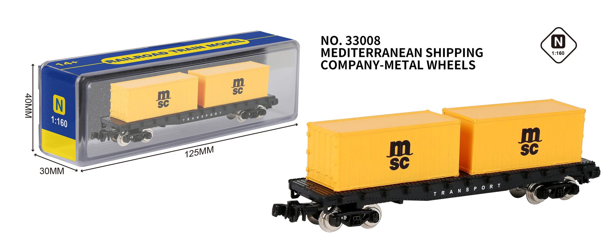 Модель поезда N 1/160, контейнерная платформа, цвет 33008