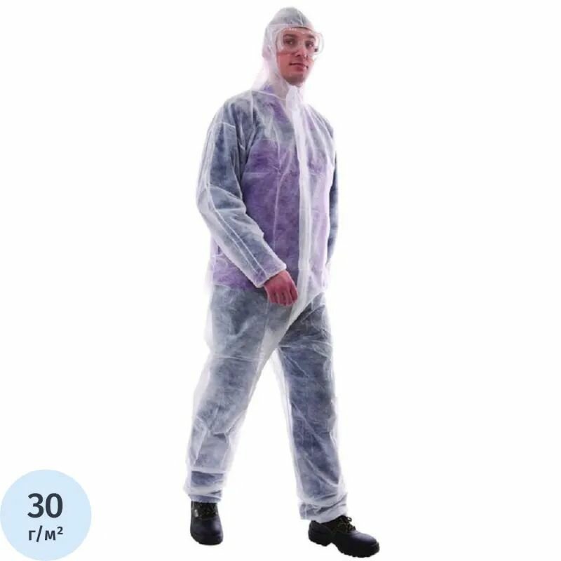 Комбинезон одноразовый Каспер, белый, 30 г/м2, р-р. ХXХL 1 шт/уп