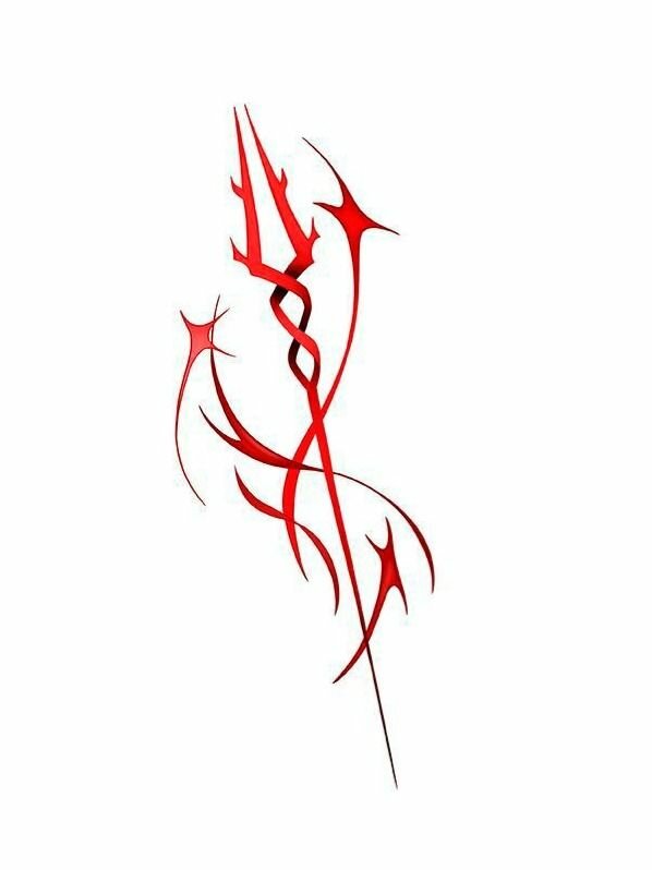 Временное тату, один лист, копье из Evangelion, красного цвета, держится на коже в среднем 4-7 дней — фото 1