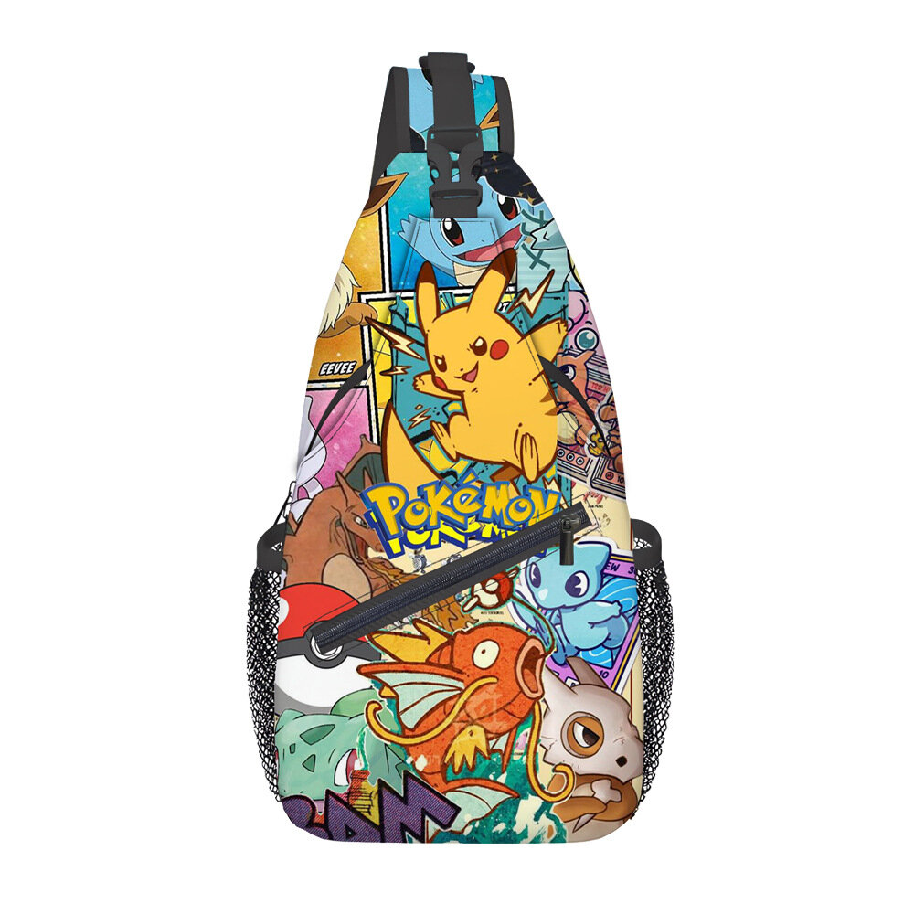 Нагрудная сумка Пикачу для мужчин и женщин, сумка через плечо, сундук из ткани Оксфорд, небольшая сумка через плечо для спорта и отдыха, рюкзак, мужская сумка