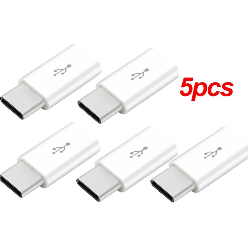 Переходник USB Type-C на Micro USB, белый, 5 шт