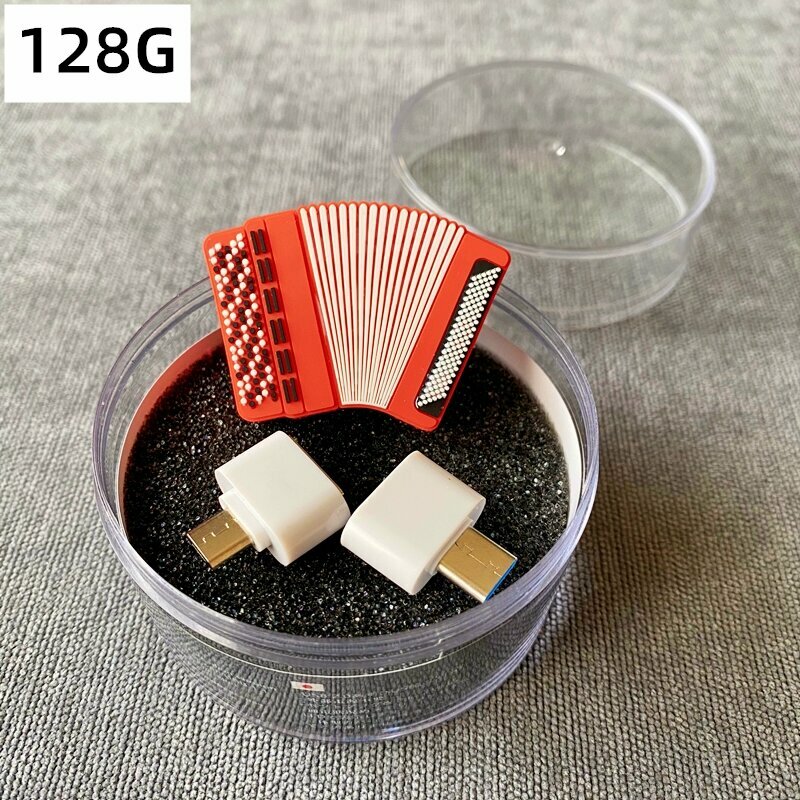 128GB Музыкальный аккордеон USB-флешка с мобильным адаптером для смартфонов — творческий подарок