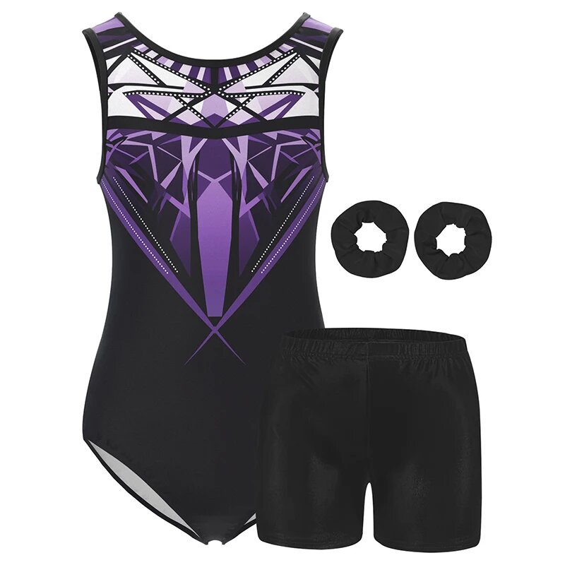 Гимнастические трико для девочек, майка без рукавов, спортивный байкер, детский Фиолетовый, 9Y, 82