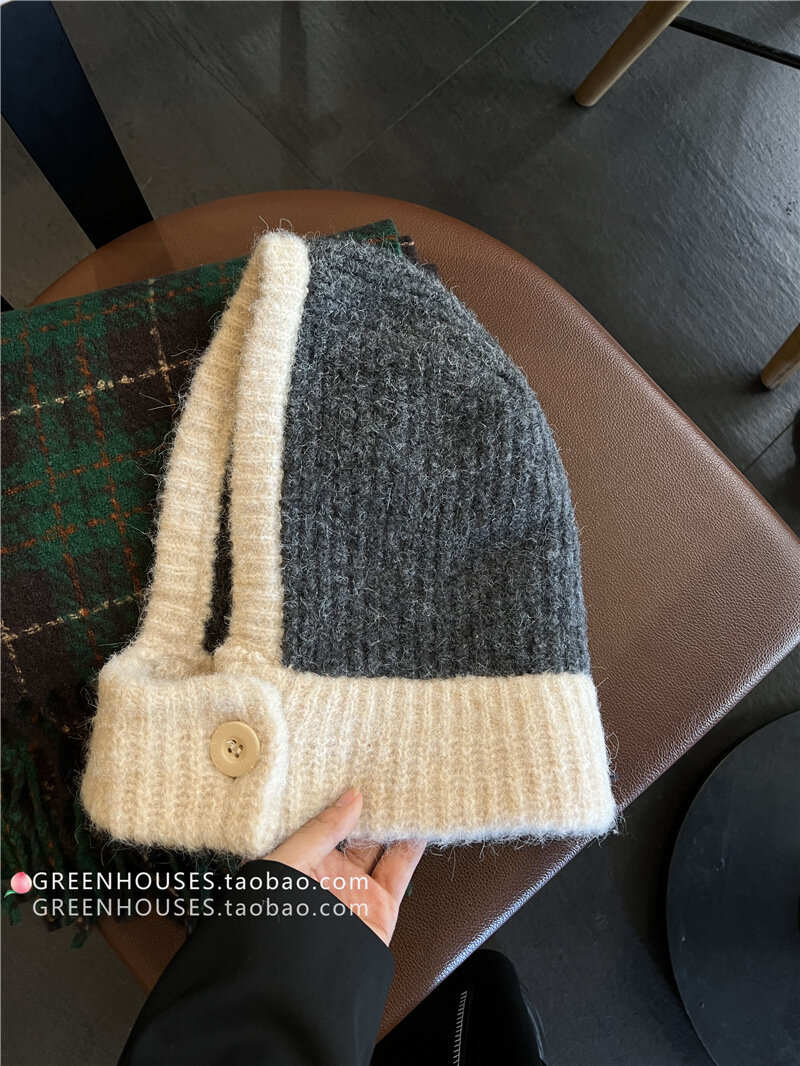 Японская осенне-зимняя новая стильная балаклава, теплая шапка, шарф, интегрированная женская пара, защита ушей, вязаная шапка, тренд