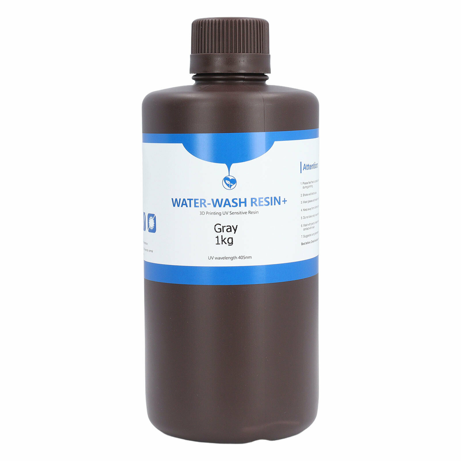 3D -печать смола ультрафиолетовое отверждение 80 Твердость берега Высокая точность, промытая смола для воды для LCD DLP Printer 1000G Grey