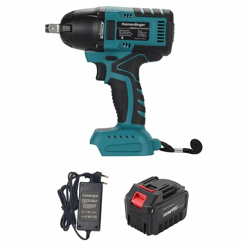 Бесщеточный аккумуляторный гайковерт Heimerdinger LB165, квадрат 1/2", 650 Нм, 1х6,0 Ач Li-Ion