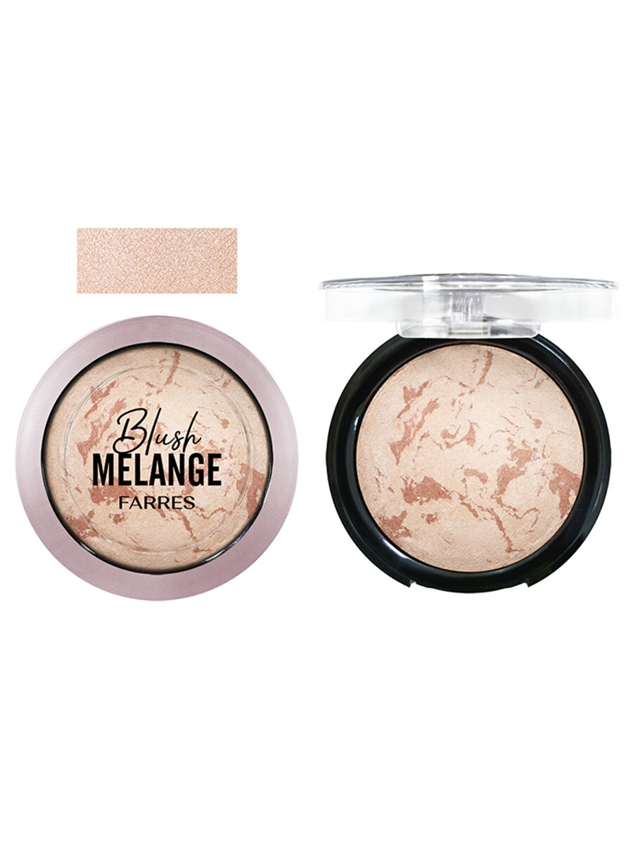 Румяна для лица запеченные мраморные Farres Blush Melange, тон 02