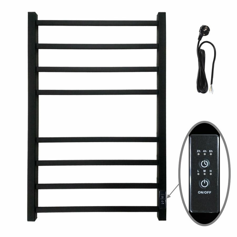 Полотенцесушитель Маргроид В81/10, электрический, нержавеющая сталь, черный, 80 см х 50 см