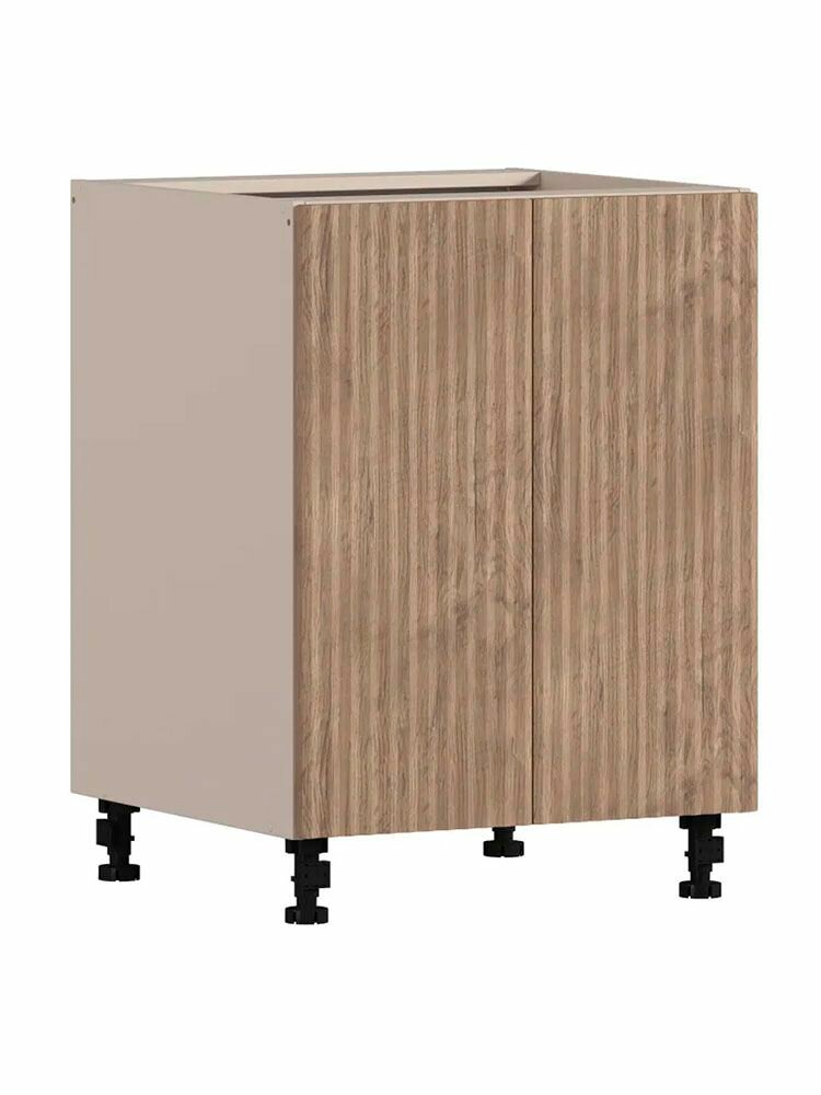 Кухонный модуль столплит Регина РС-60 напольный с двумя фасадами, ЛДСП, Песочный/Джаз МДФ Акация светлая, 60х82х58 см