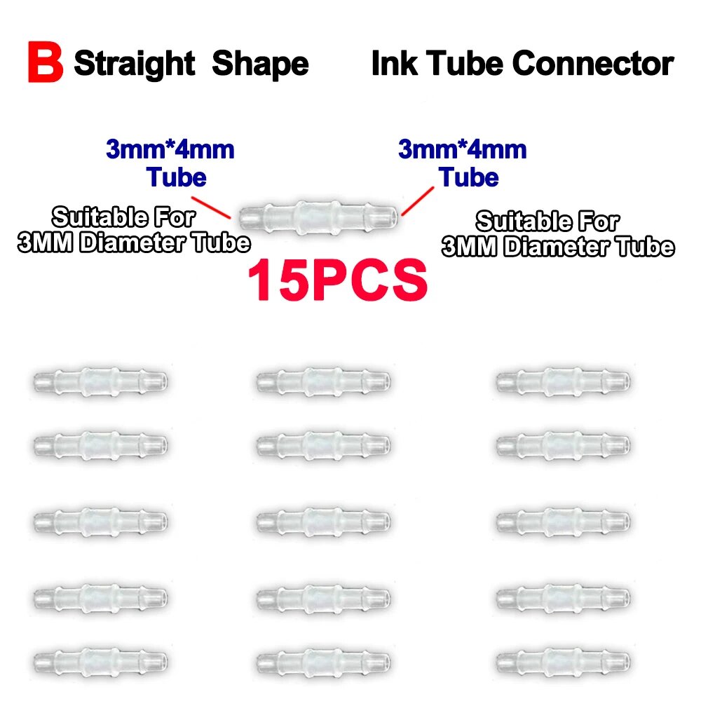 15 шт, экосольвентный прямой/Y-образный разъем для чернильных трубок, фитинги для чернильных трубок, струйный принтер для планшетного принтера, чернила DTF СНПЧ, сделай сам