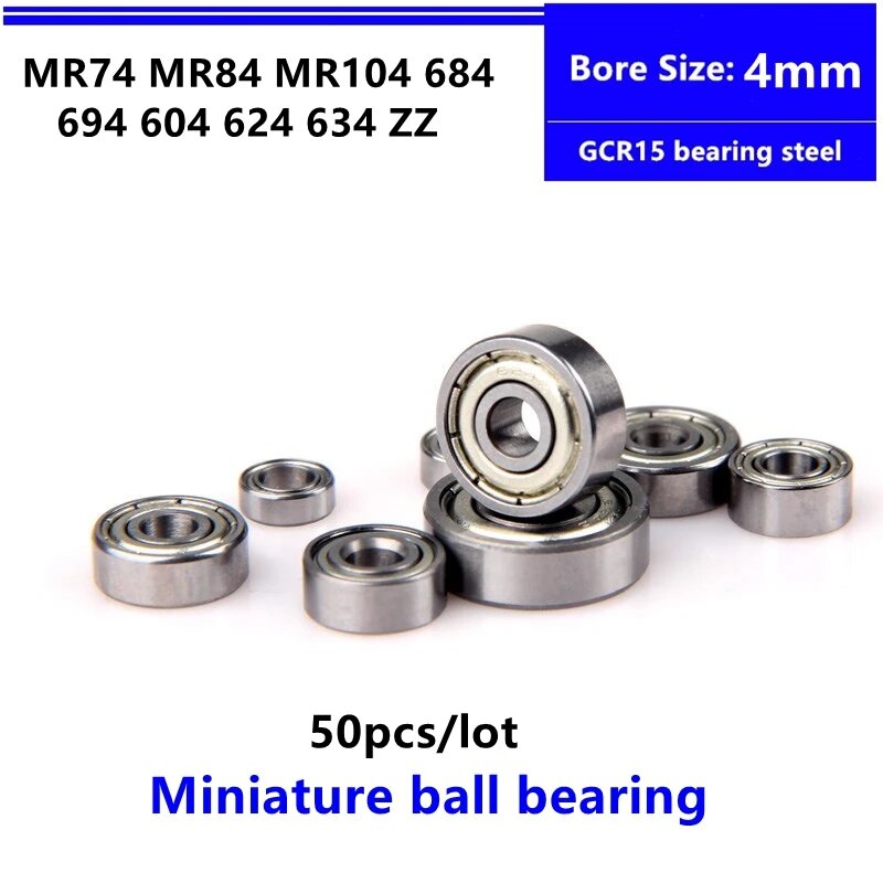 50 шт. миниатюрные шарикоподшипники MR74 MR84 MR104 684 694 604 624 634 ZZ-2RS