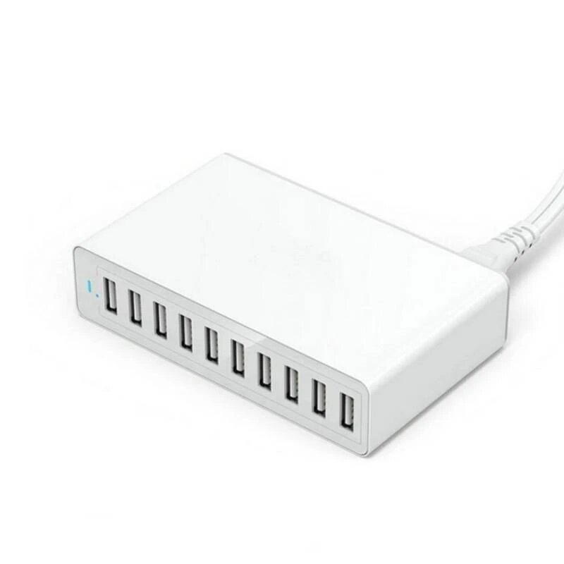 Зарядная станция USB 10 портов 60W, EU Plug, Белая