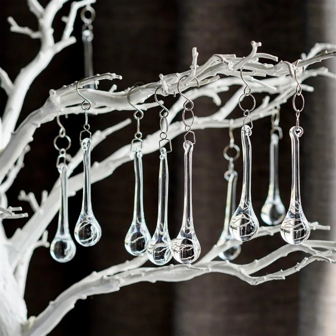 Camal 20 шт, прозрачная хрустальная люстра в виде капель дождя, призмы 80 мм/3,2 дюйма, подвесные светильники, детали освещения для подвесной вечеринки и домашнего декора