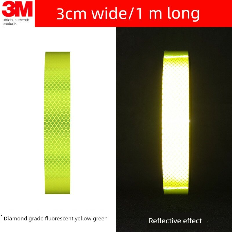 Лента 3M Diamond Grade отражающая, светящаяся желто-зеленая, 3 см ширина, 1 м длина для мотоциклов