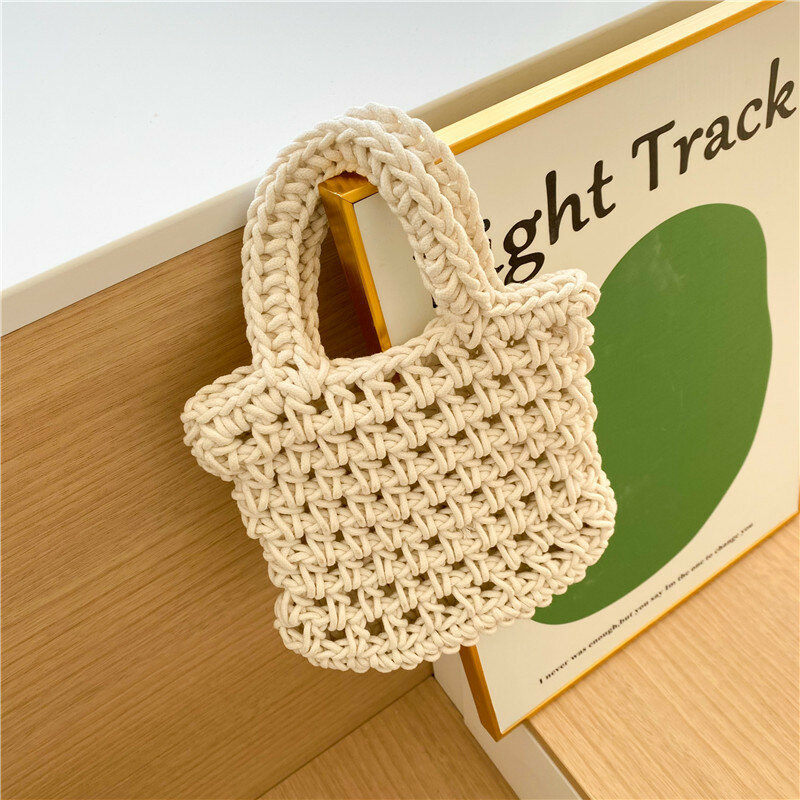 Charming little girls сумка-тоут из пряжи с вязаным крючком мягкая плюшевая для повседневных прогулок, бежевая